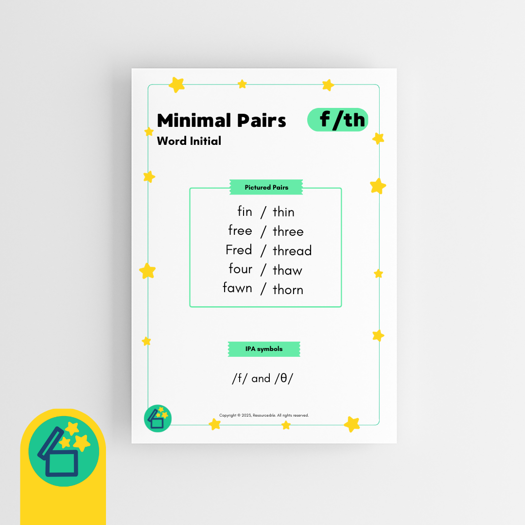Minimal Pairs F and TH Voiceless | Speech Therapy Activities | pdf ...
