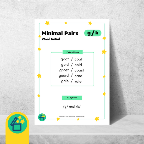 Minimal Pairs G and K | Speech Therapy Activities | pdf – Resourceible