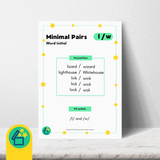 Minimal Pairs L and W | Speech Therapy Activities | pdf – Resourceible